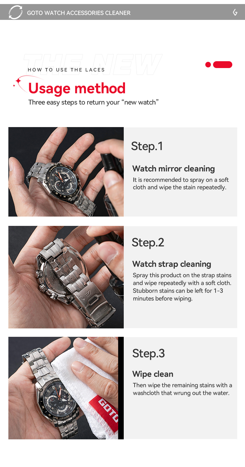 GOTO Watch and Strap Cleaner Clear Watch Renewal Watch Cleaner Solution ...