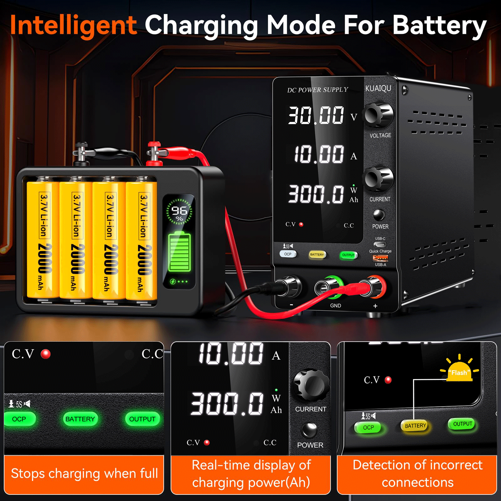 KUAIQU Upgrade Battery Charging Adjustable DC Power Supply Optional OCP ...