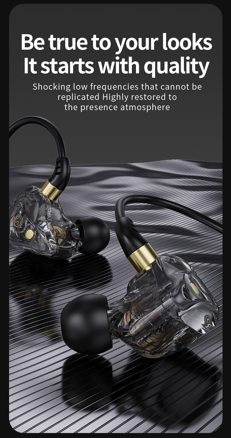 Dual Magnetic Circuit Dynamic Coil Wired Earphones 3.5mm Type-c ios ...
