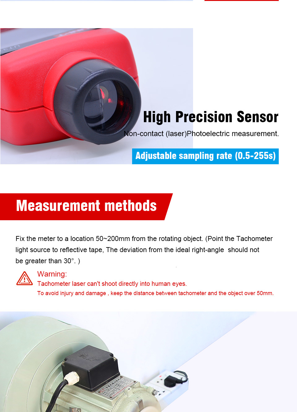 UNI-T UT371 UT372 Non-contact Digital Laser Tachometer Non Contact ...