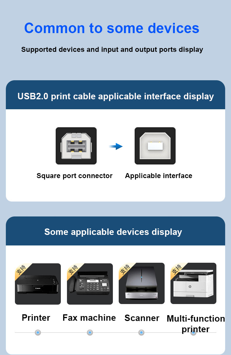 USB2.0 Print Cable Universal Edition USB A Male to B Male Printer ...