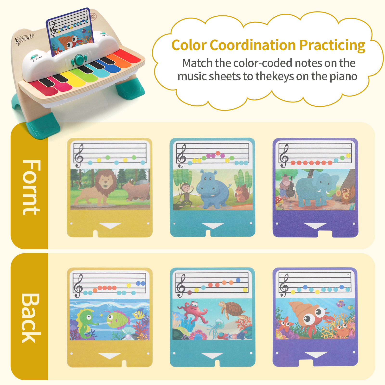 Baby Magic Touch Piano Musical Toy Wooden Musical Keyboard Piano ...