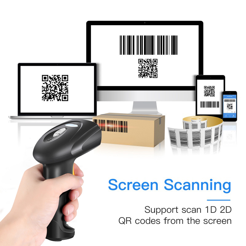 EVAWGIB 1D 2D USB Wired Barcode Scanner with Stand, Handheld Scanner ...