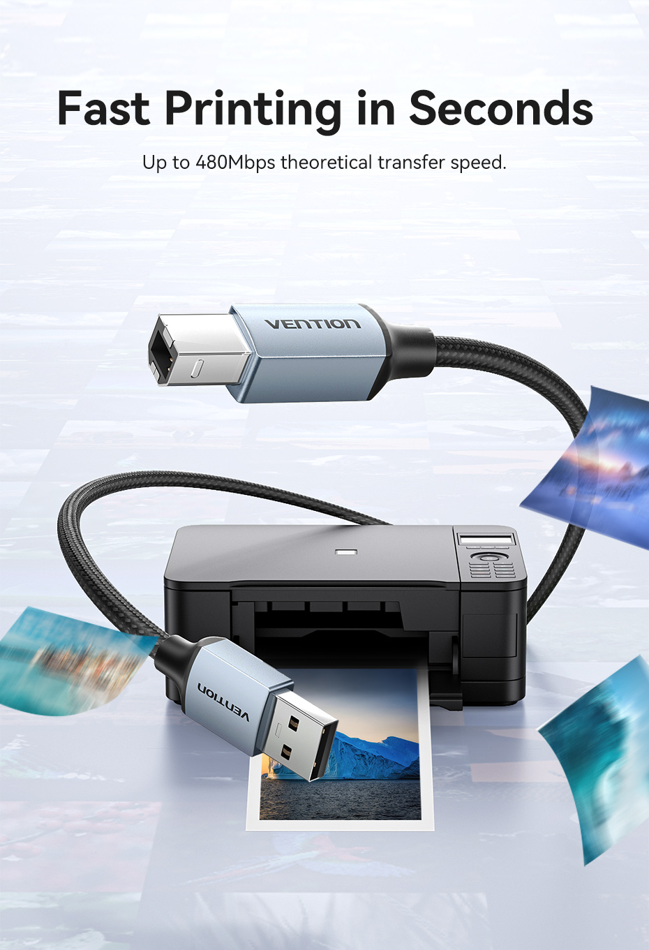 Vention 480Mbps USB 2.0 USB-A Male to USB-B Male Printer Cable for ...
