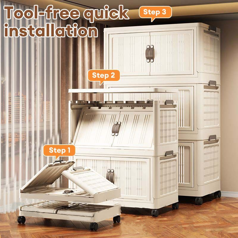 IKEA Foldable Storage Cabinet With Wheels Stackable Storage Box With 2 ...