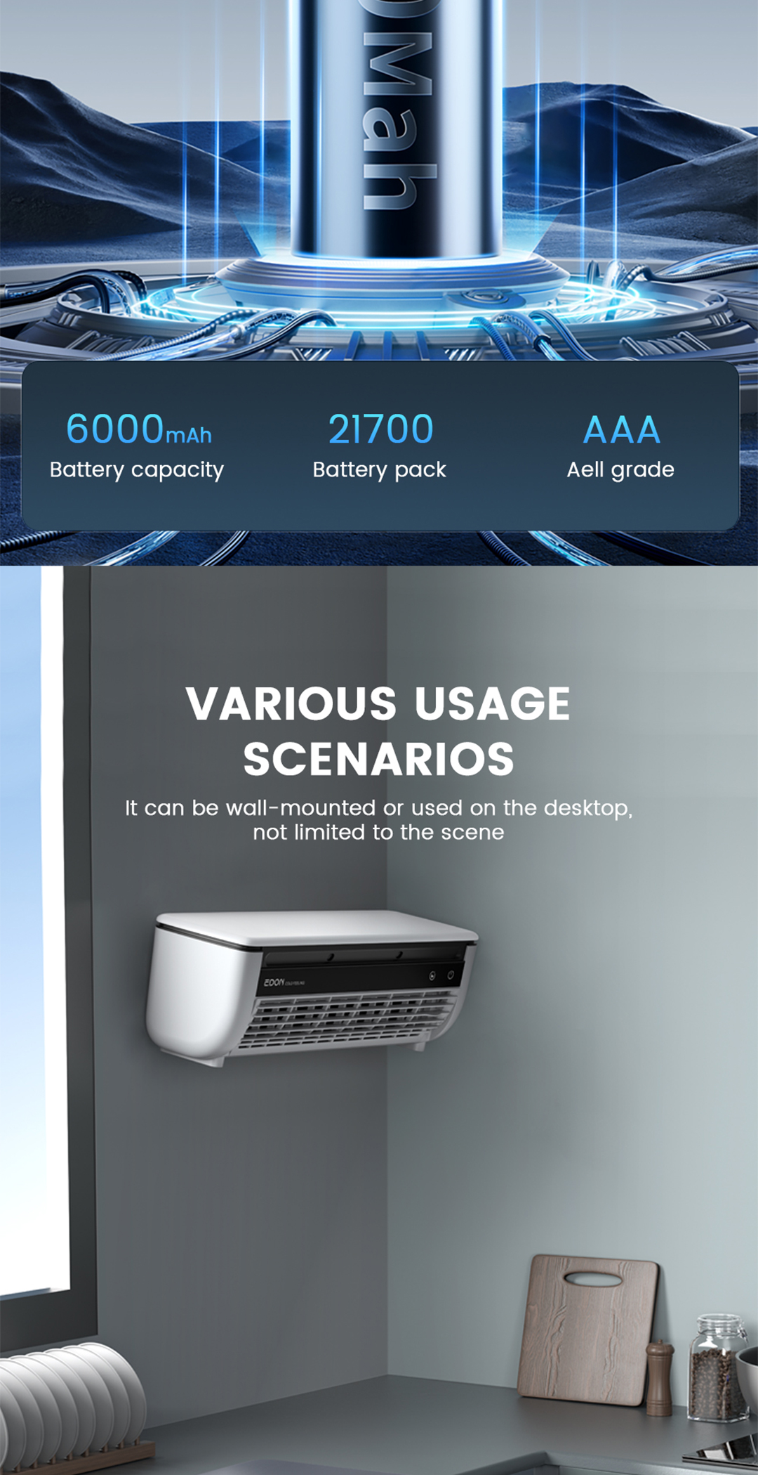 EDON Air Cooler E868, With Remote Controller, 30S Quick Cooling, No Installation, Portable Air ...