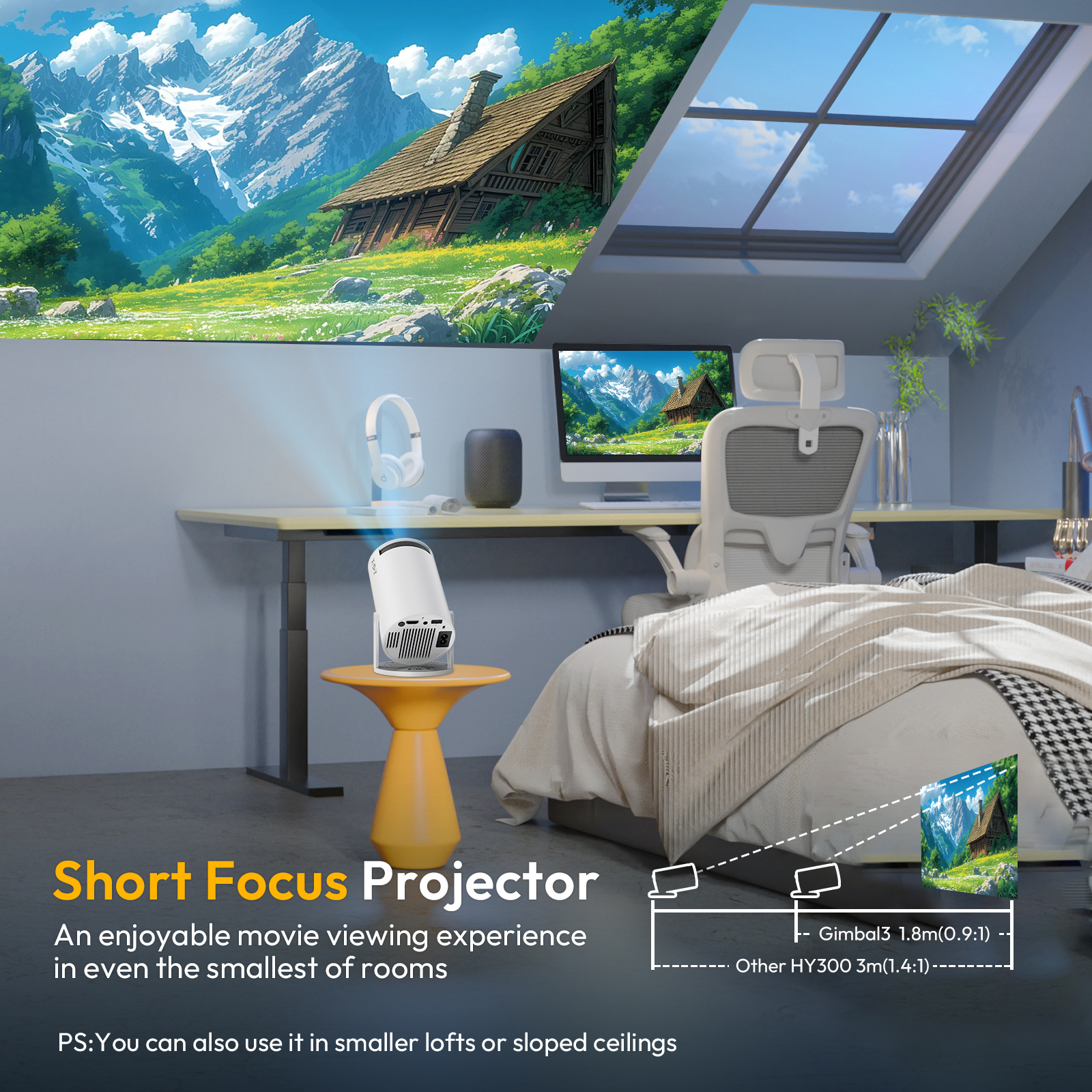 Android 11.0 Portable Projector Ultra HD 1080P LCD Smart Mini Projecter ...