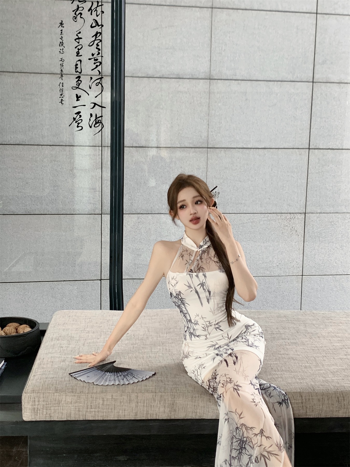 Long Dress Cheongsam 2024 Modern for Women Sleeveless Chinese Collar ...