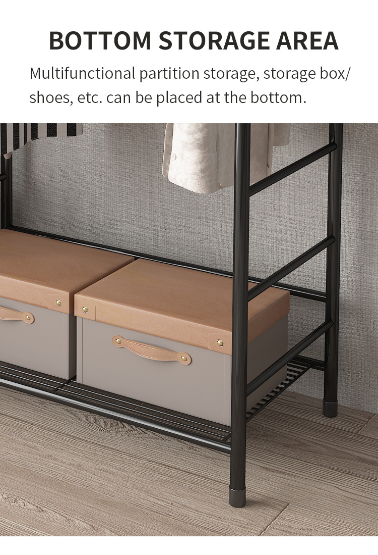 3 Pole Clothes Hanging Rack Organizer Open Wardrobe Laundry Rack With ...