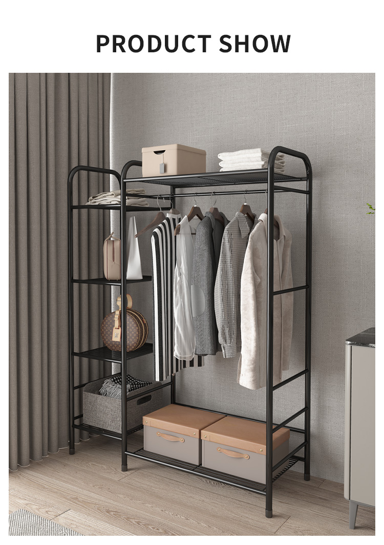 3 Pole Clothes Hanging Rack Organizer Open Wardrobe Laundry Rack With ...