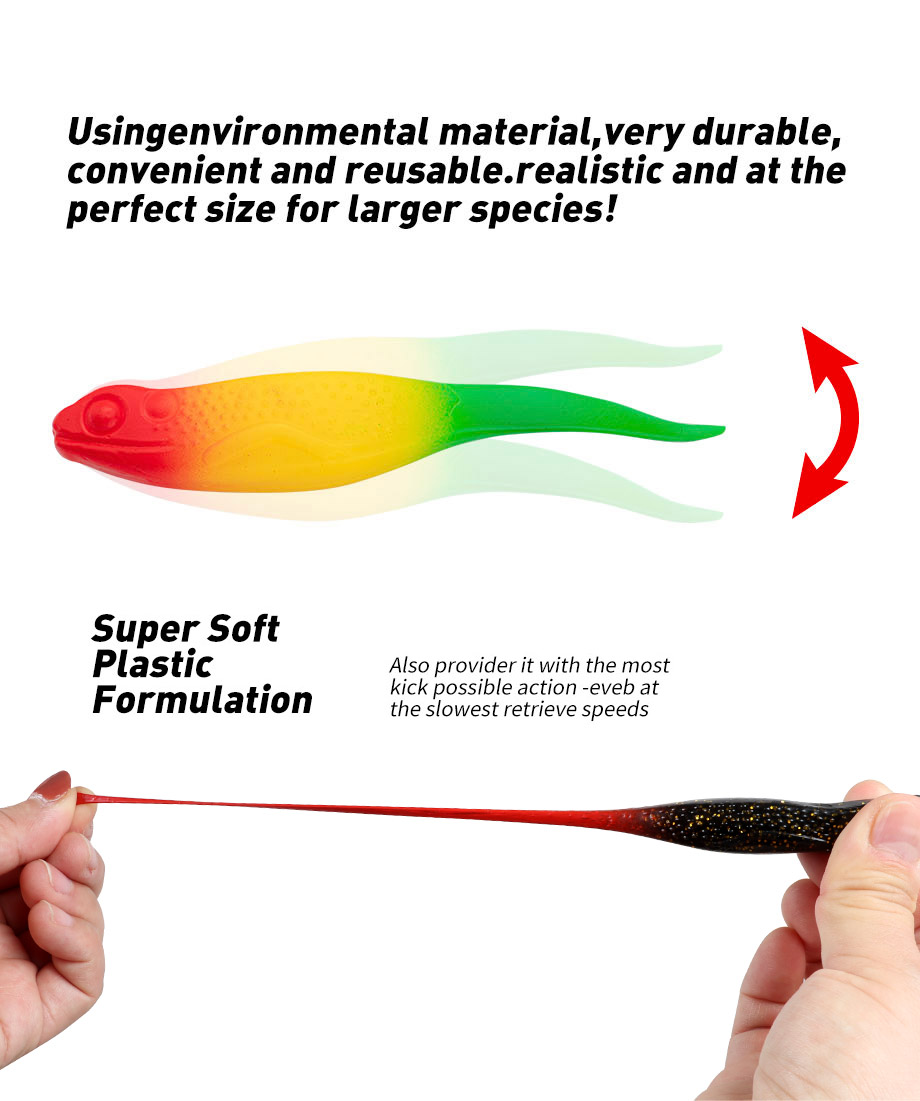 3pcs/pkt Forg Tadpole Lure 100mm 11g Soft Plastic Bait Skipping Lure ...