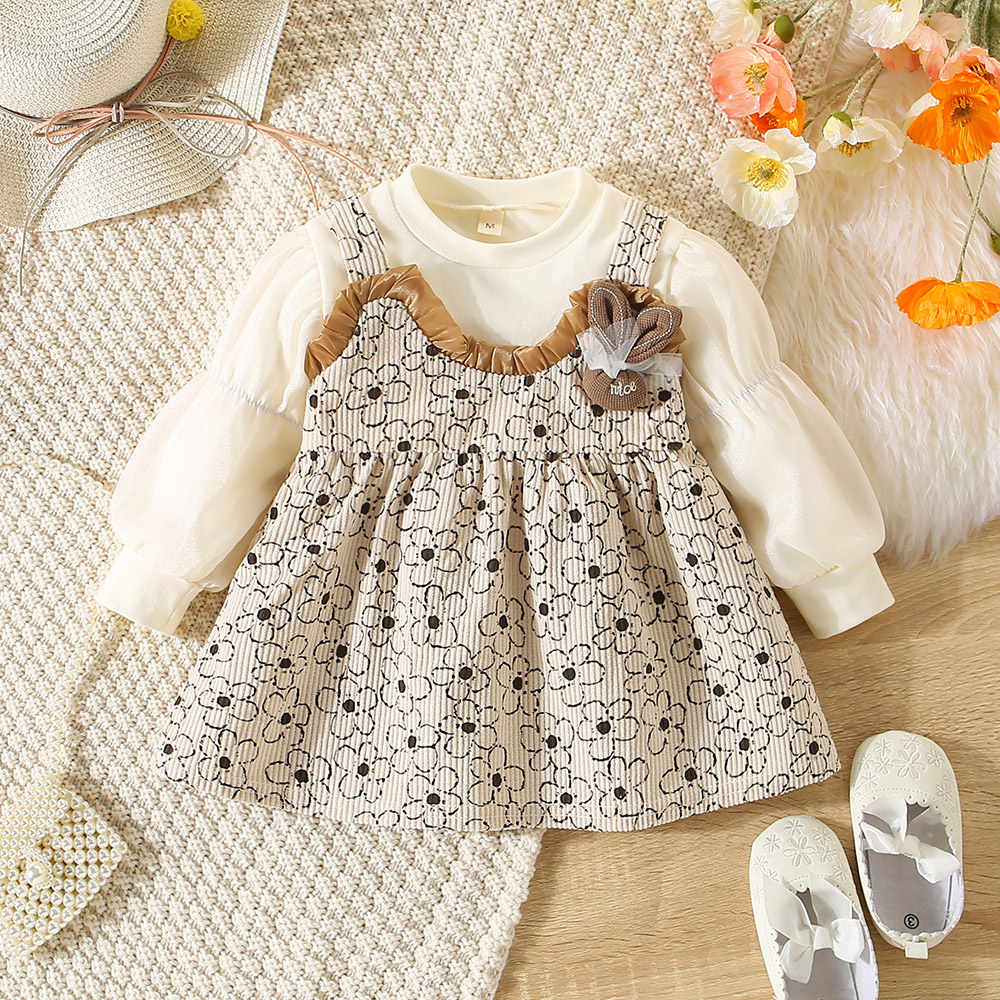 Spring and Autumn New Baby Girl Long Sleeve Dress, Fake Two piece ...