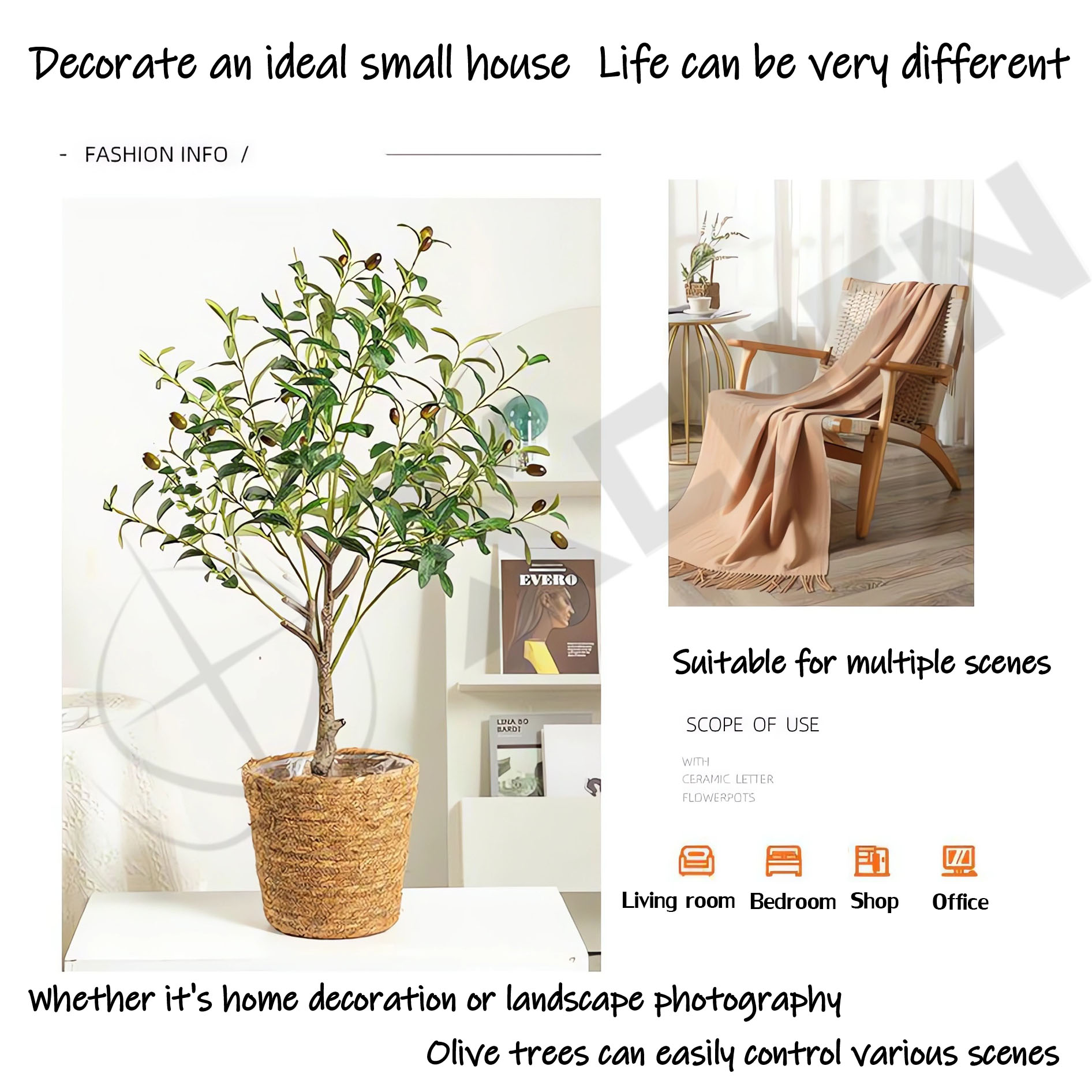 【Hantar pasu bunga】Large Artificial olive tree pokok hiasan 120cm/150cm ...