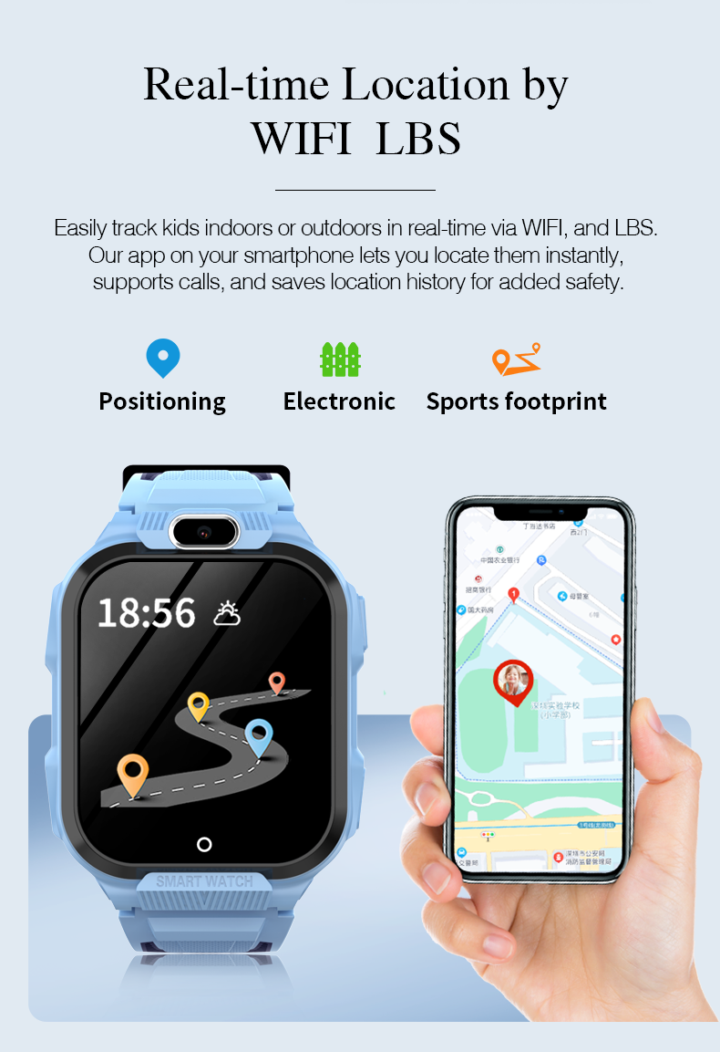 GloryFit 4G Smart Watch GPS 800mAh Kids Video Call LBS SOS Safety Kid ...