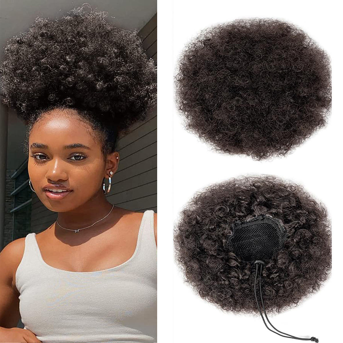 African Wig Bag Drawstring Hair Tie Female High Ball Head Caterpillar ...