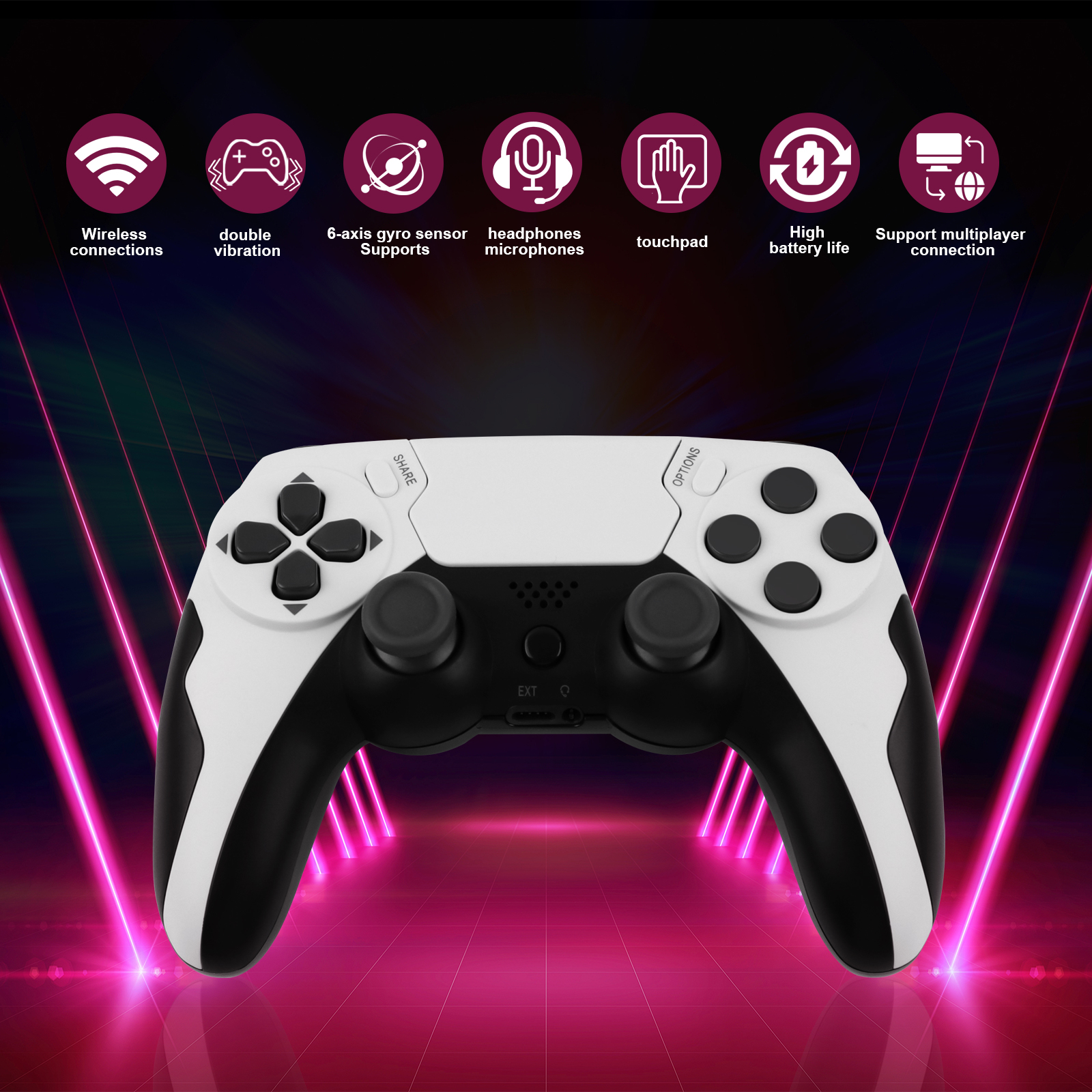 Wireless P4 Gamepad Switch PC One Tap Wake 6 Axis Dual Motor Vibration Control | Shopee Malaysia