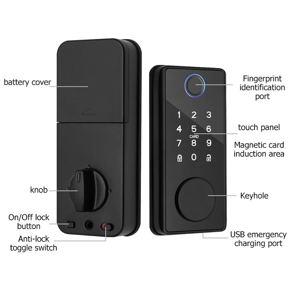Tuya Smart Lock Wood Door Password Fingerprint Bluetooth Electronic ...