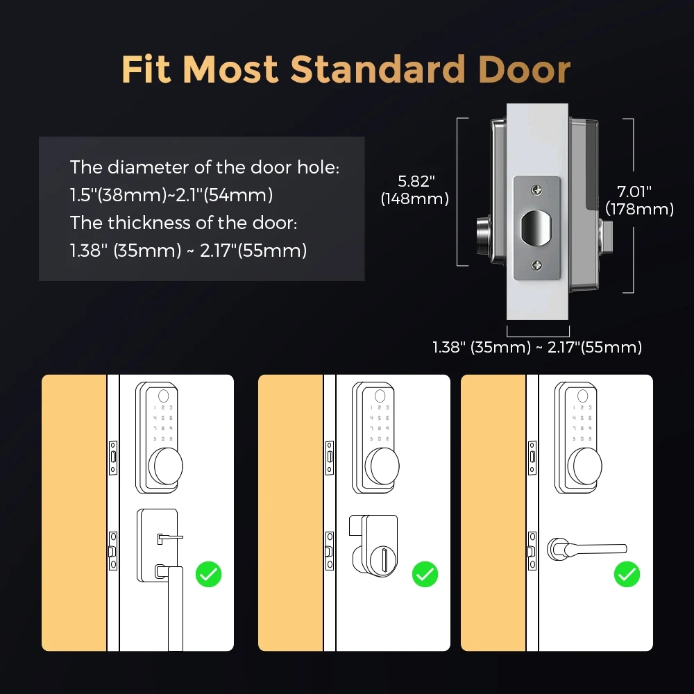 Tuya Smart Lock Wood Door Password Fingerprint Bluetooth Electronic ...