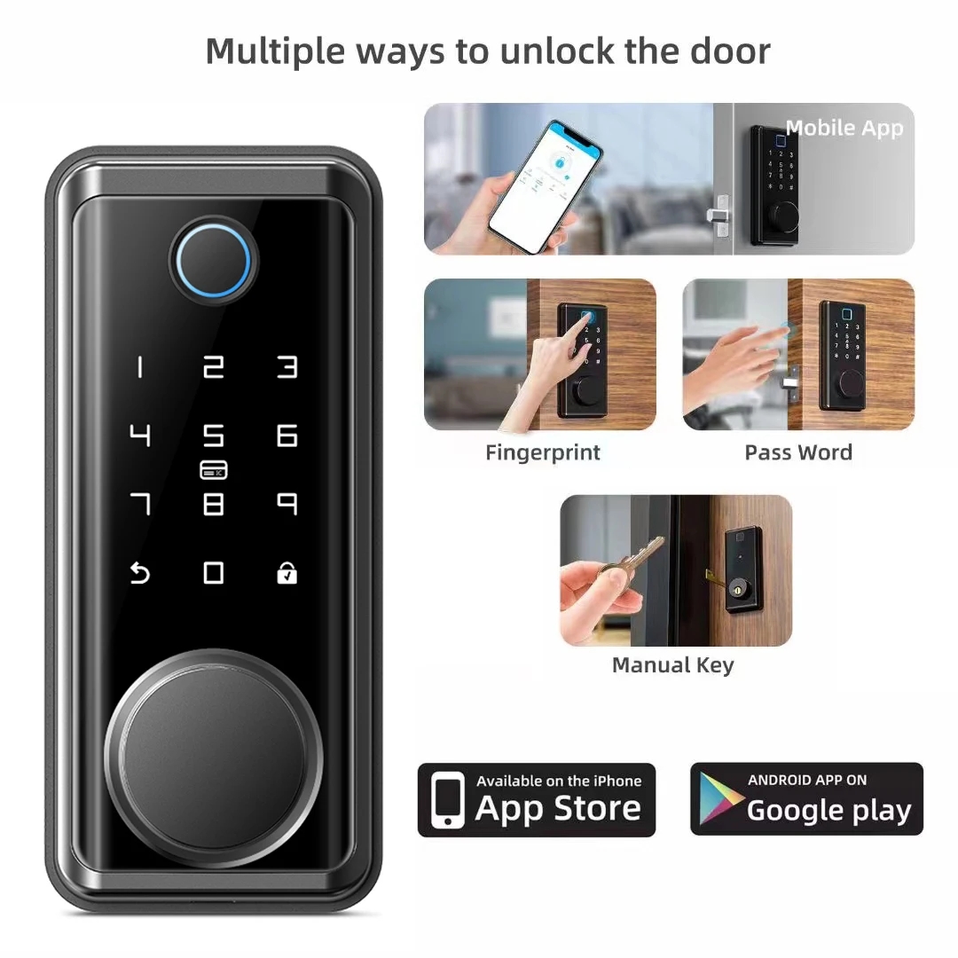 Tuya Smart Lock Wood Door Password Fingerprint Bluetooth Electronic ...