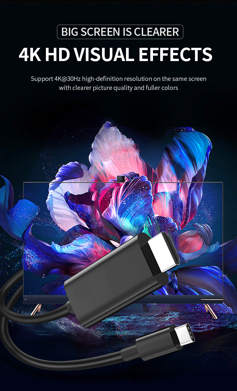 2M/6.6ft/78.74in USB C to HDMI Cable, HD Video Converter 4K30Hz USB3.1 ...