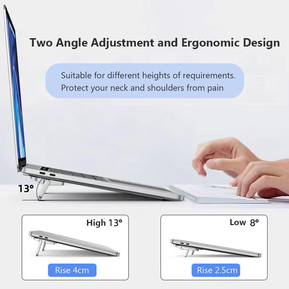Laptop Stand 2PCS Mini Foldable Portable Computer Riser 2 Adjustable ...