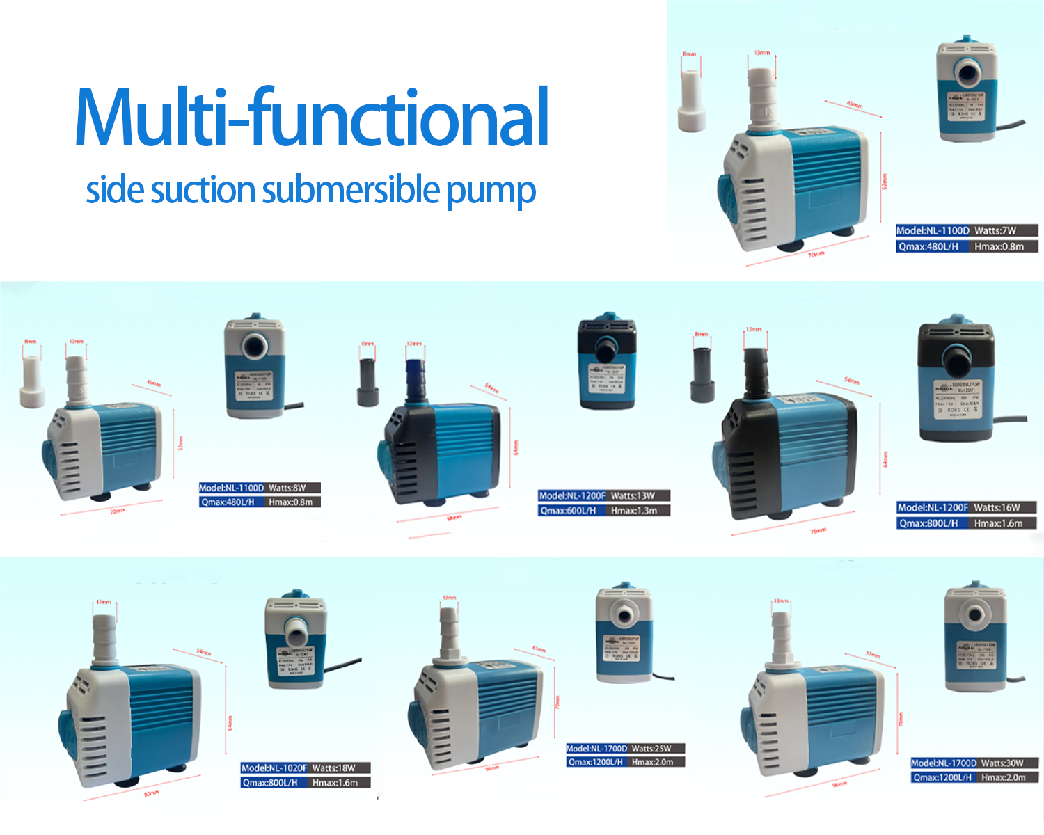 Multifunctional Submersible Pump Aquarium Water Pump Adjustable Water ...