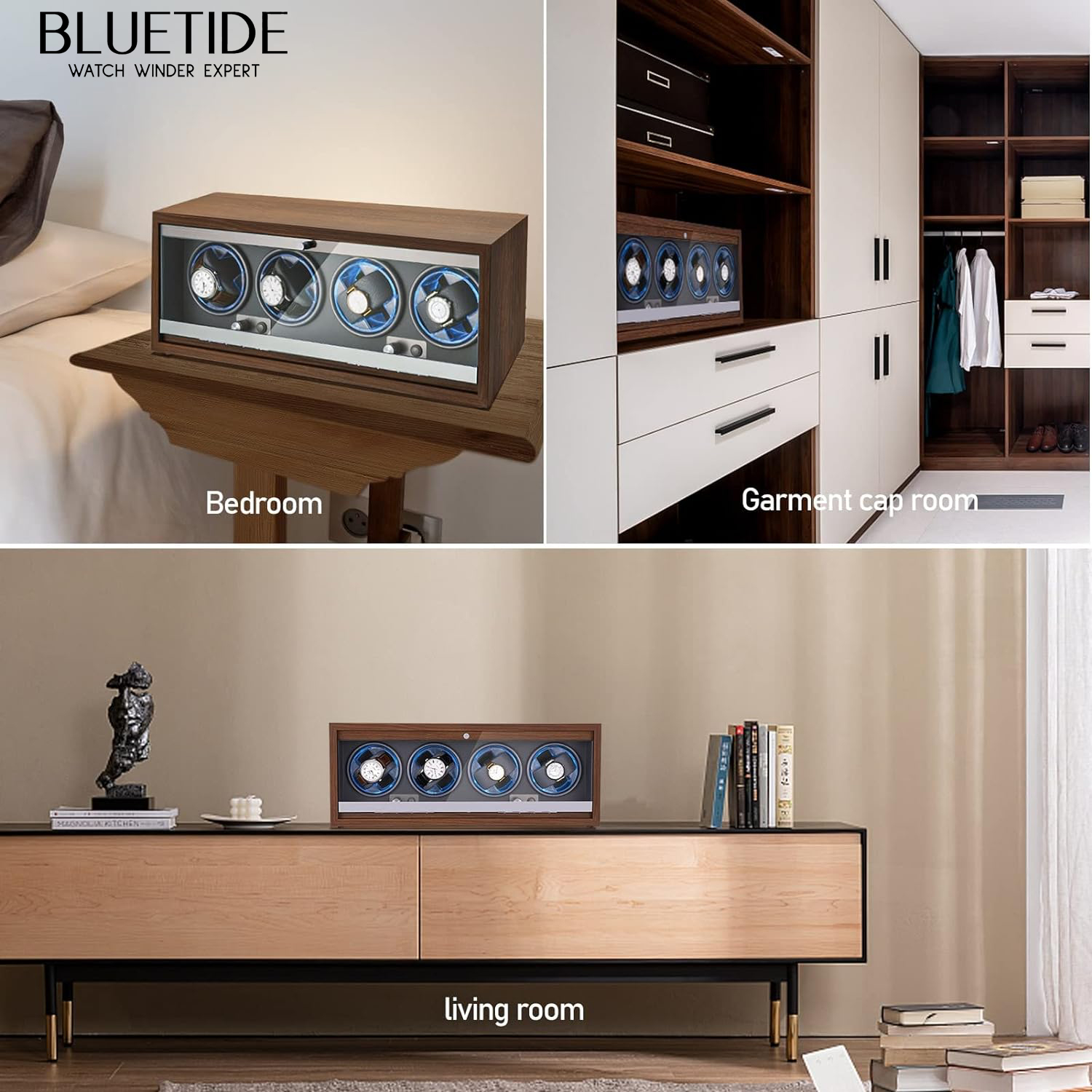 Watch winder, ultra-quiet motor for 4 automatic watch winders with LED ...