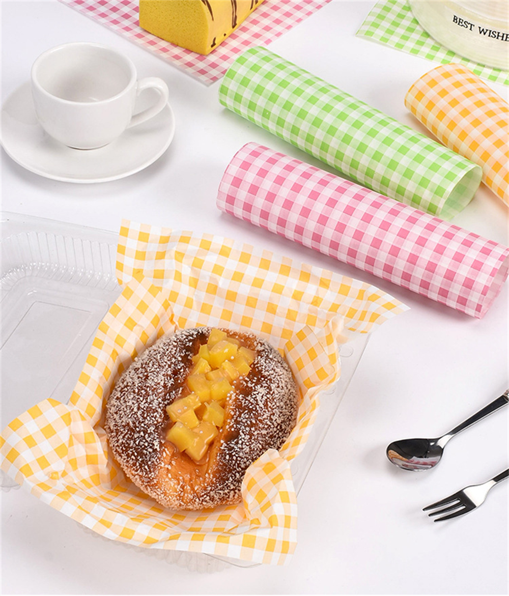 Color Lattice Oil-Proof Pad Paper Sandwich Wrapping Paper Baking Bread ...