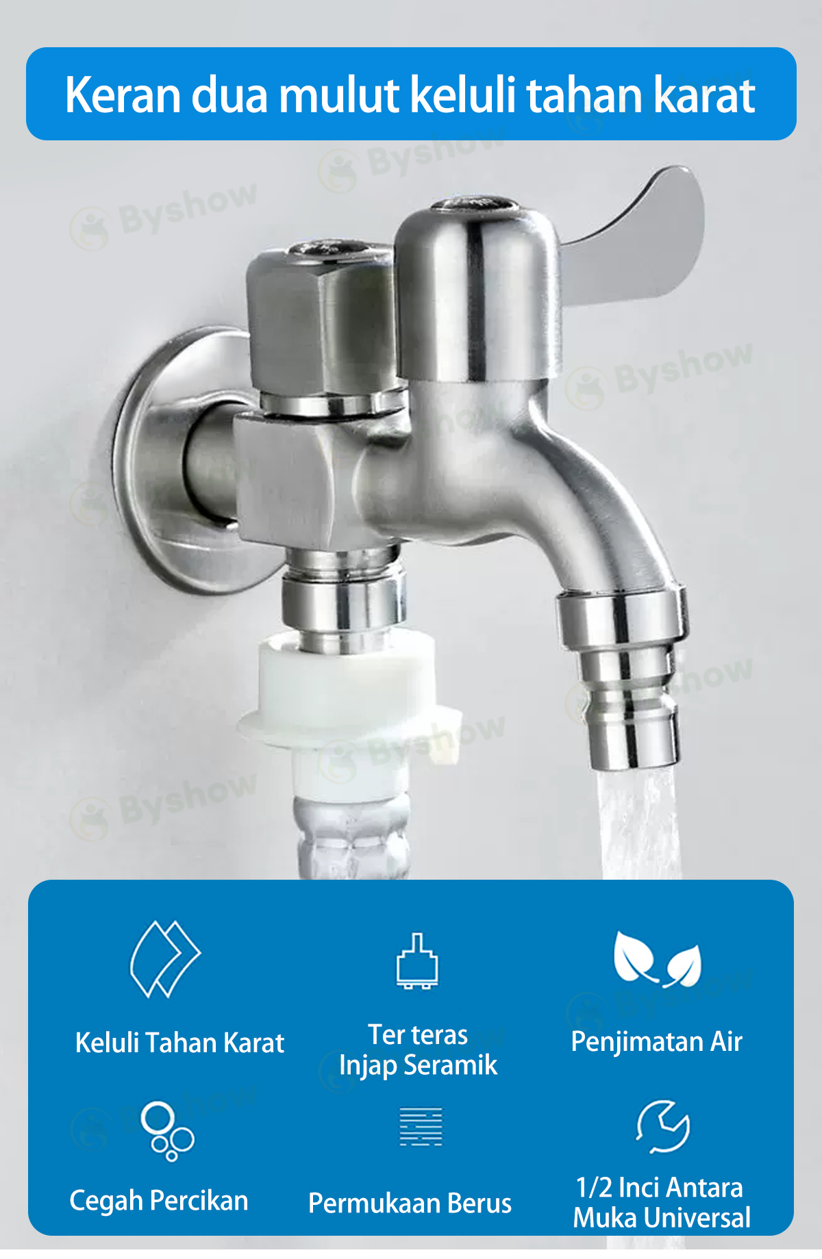 【Byshow】Malaysia In Stock Stainless Steel 1 Into 2 Out Two way garden ...