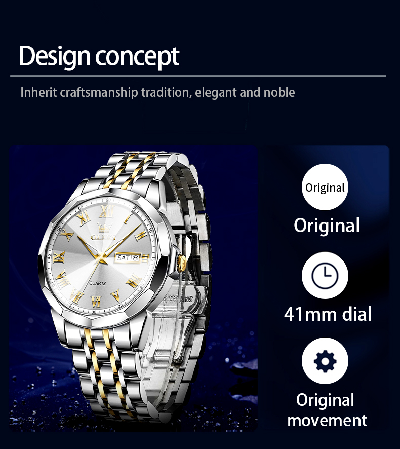 OLEVS Jam Tangan Lelaki Dewasa Original Waterproof Tempered Prismatic ...