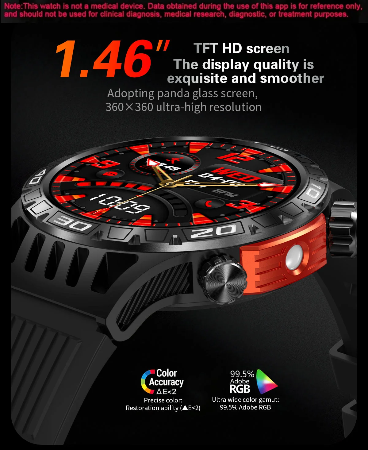 2024 New HT22 Sports Smart Watch Men with LED Lighting Health Tracker ...