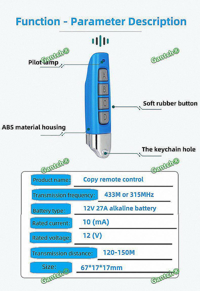 Remote Control 433MHz Universal Garage copier electronic gate control ...