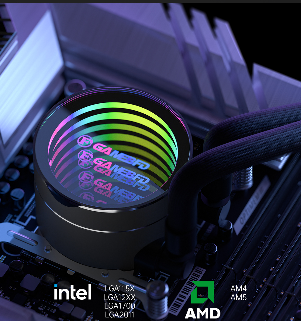 KP-240 CPU 240mm Water Cooling Computer Cooler AIO RGB ARGB Liquid Fan ...