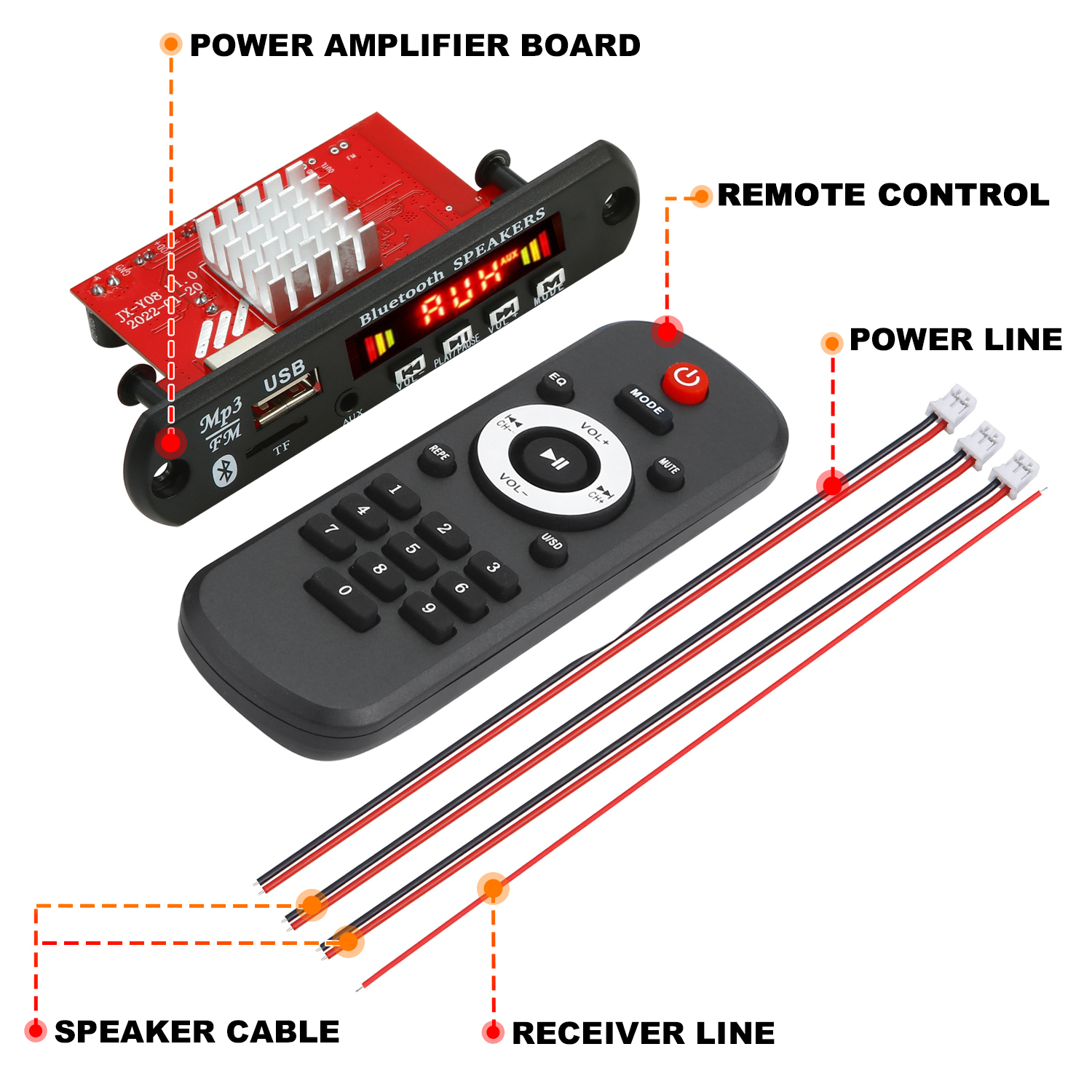 120W Amplifier Bluetooth 5.0 MP3 WMA WAV Board 12V MP3 Player Car Music ...