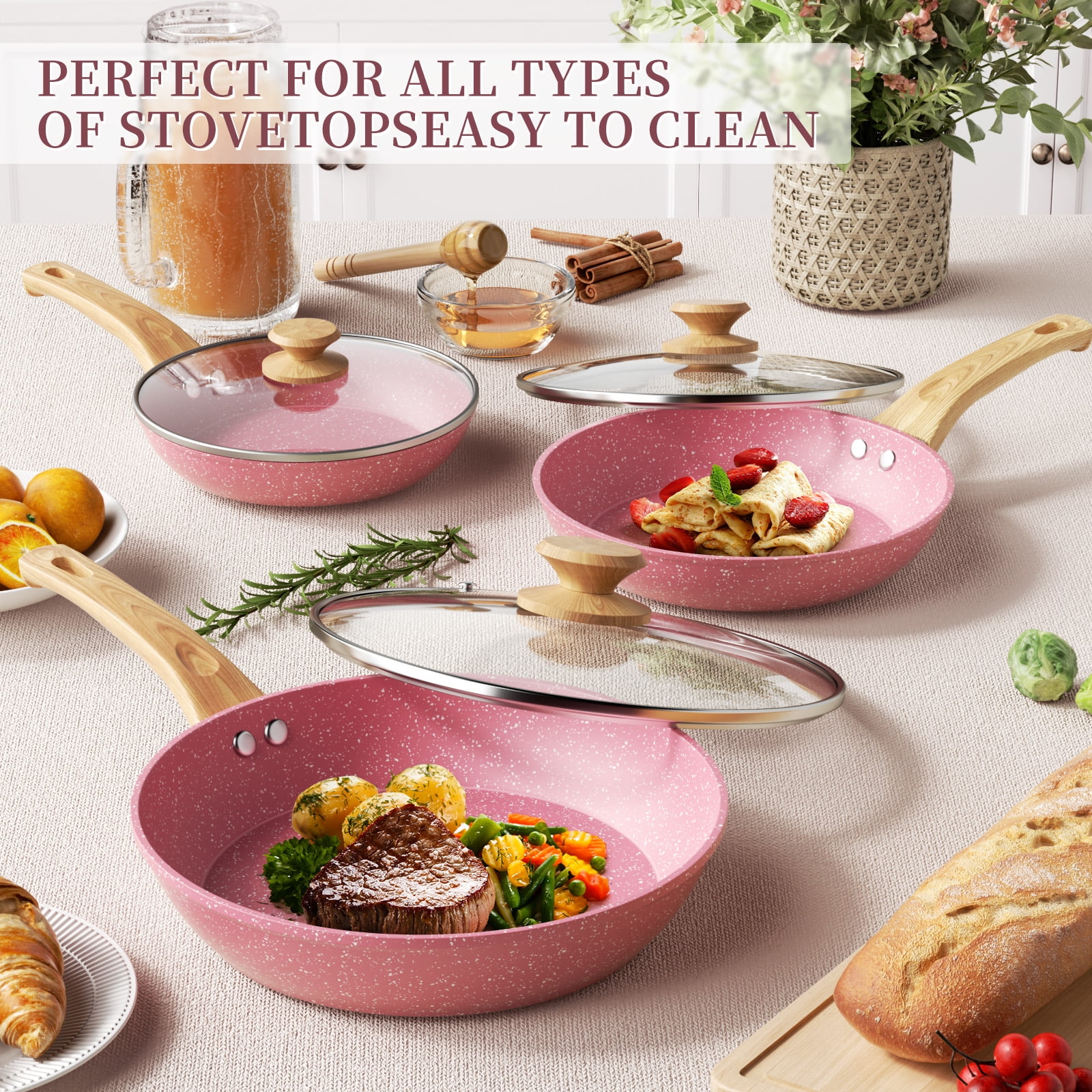 Innerwell Non Stick Frying Pan Set With Lid PFOA Free & Non-Stick ...