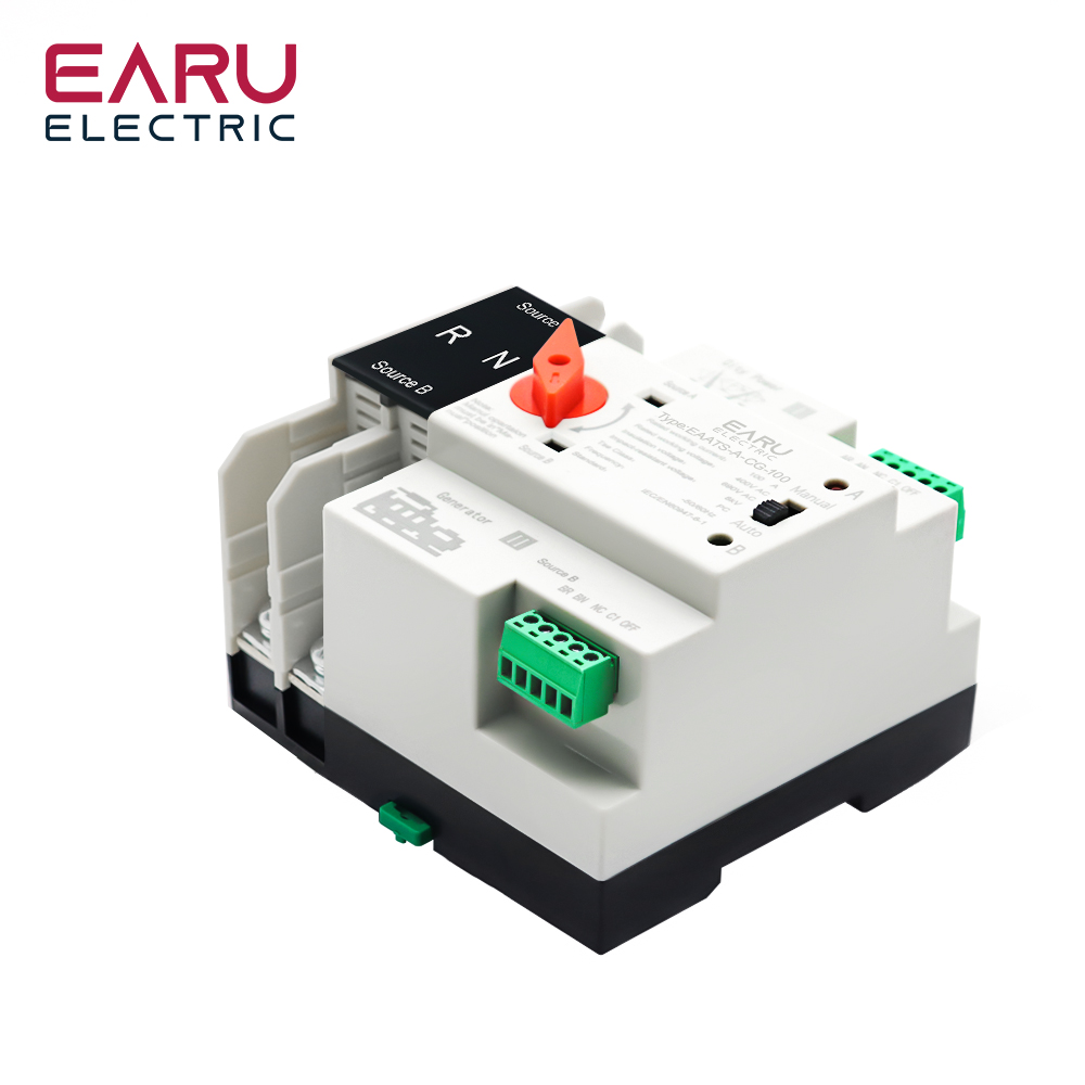 Single Phase Din Rail ATS 220V Dual Power Automatic Transfer Electrical ...