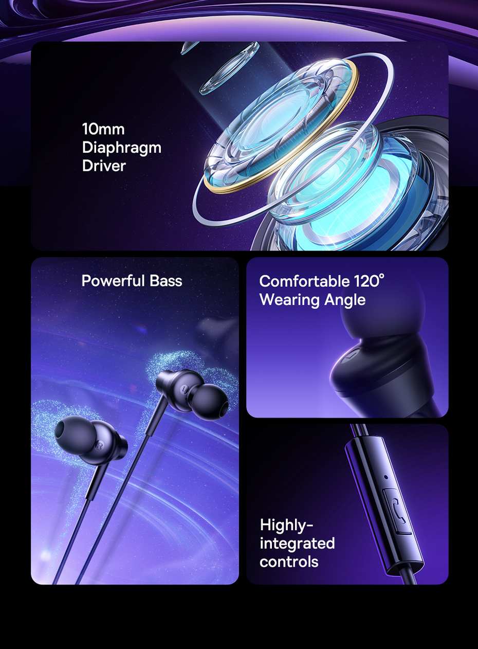 Baseus Encok HZ11/CZ11 lateral in-ear Wired Earphones Headset Powerful ...