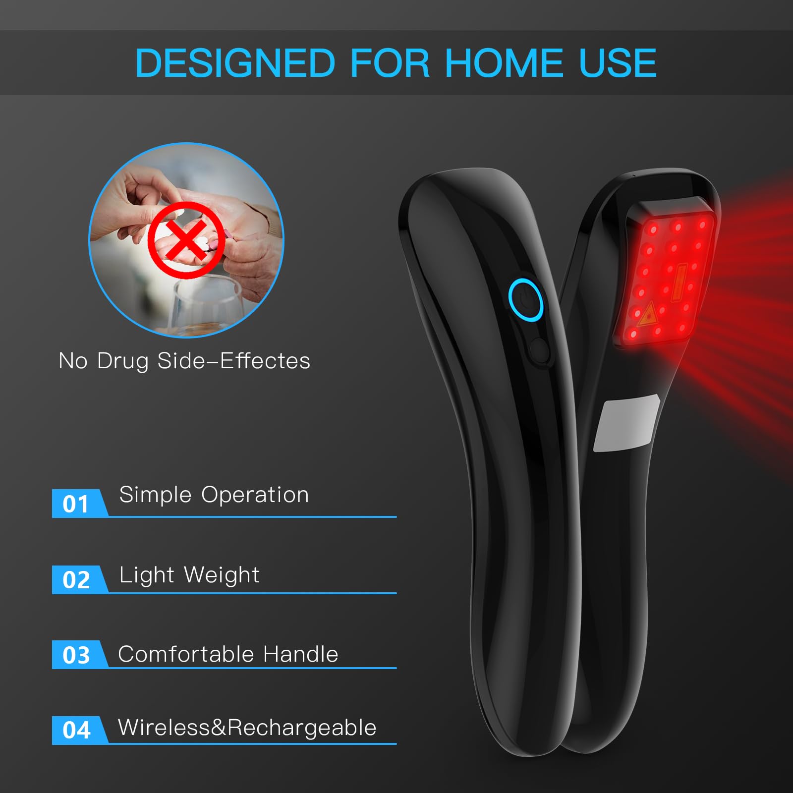 18pcs 620nm Handheld Red Light Therapy Device, Portable Pain Relief ...