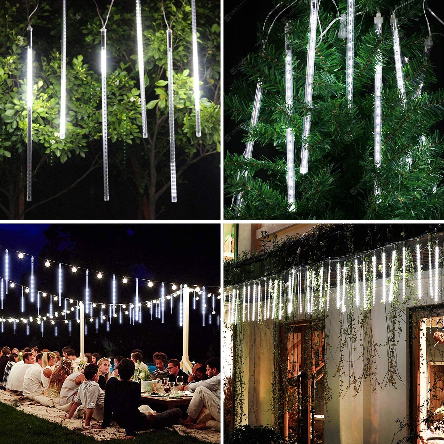 8Tube Solar LED Meteor Shower Lights Waterfalls Lampu Raya Lampu ...