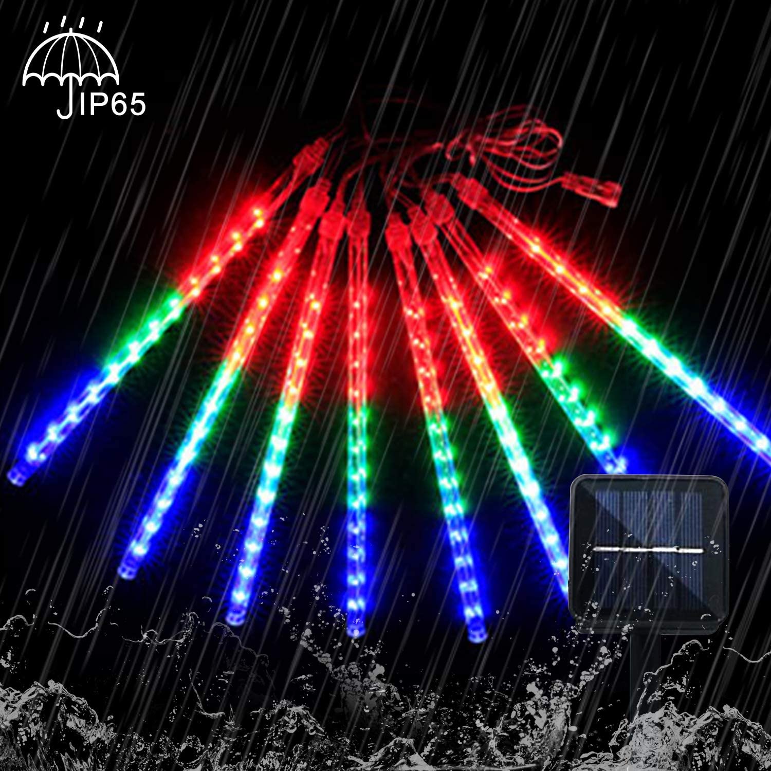 8Tube Solar LED Meteor Shower Lights Waterfalls Lampu Raya Lampu ...