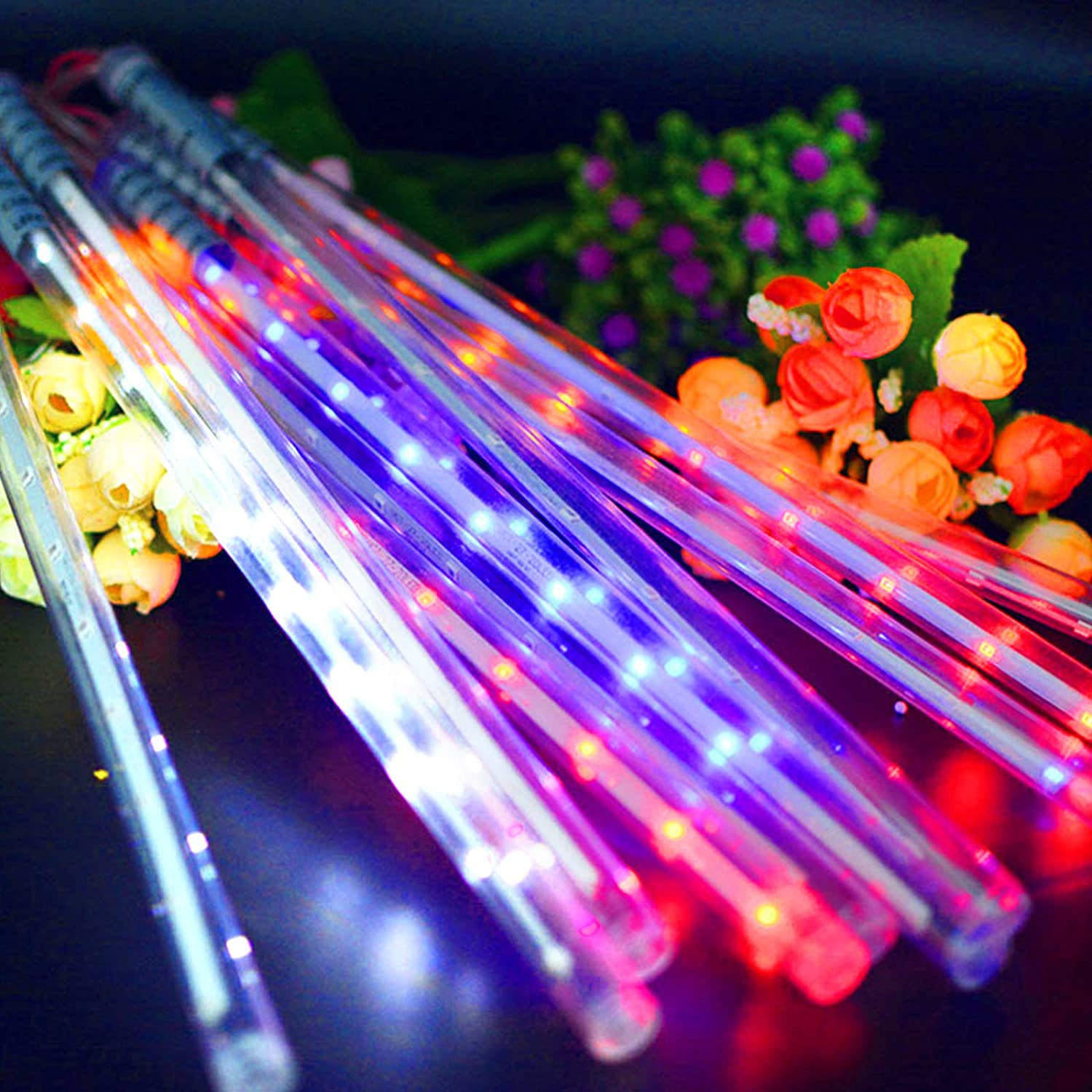 8Tube Solar LED Meteor Shower Lights Waterfalls Lampu Raya Lampu ...
