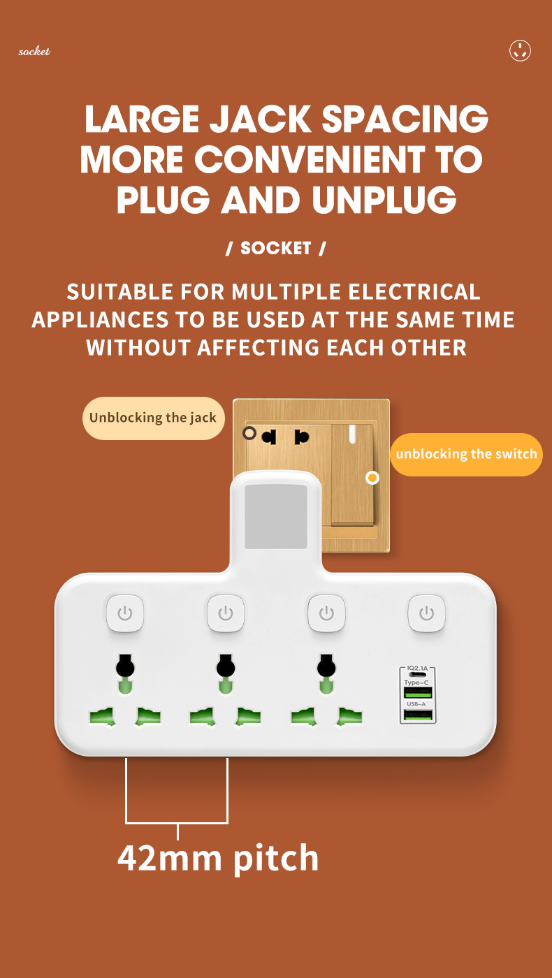 British Standard Plug Wall Plug Type Independent Switch Power Socket 3 ...