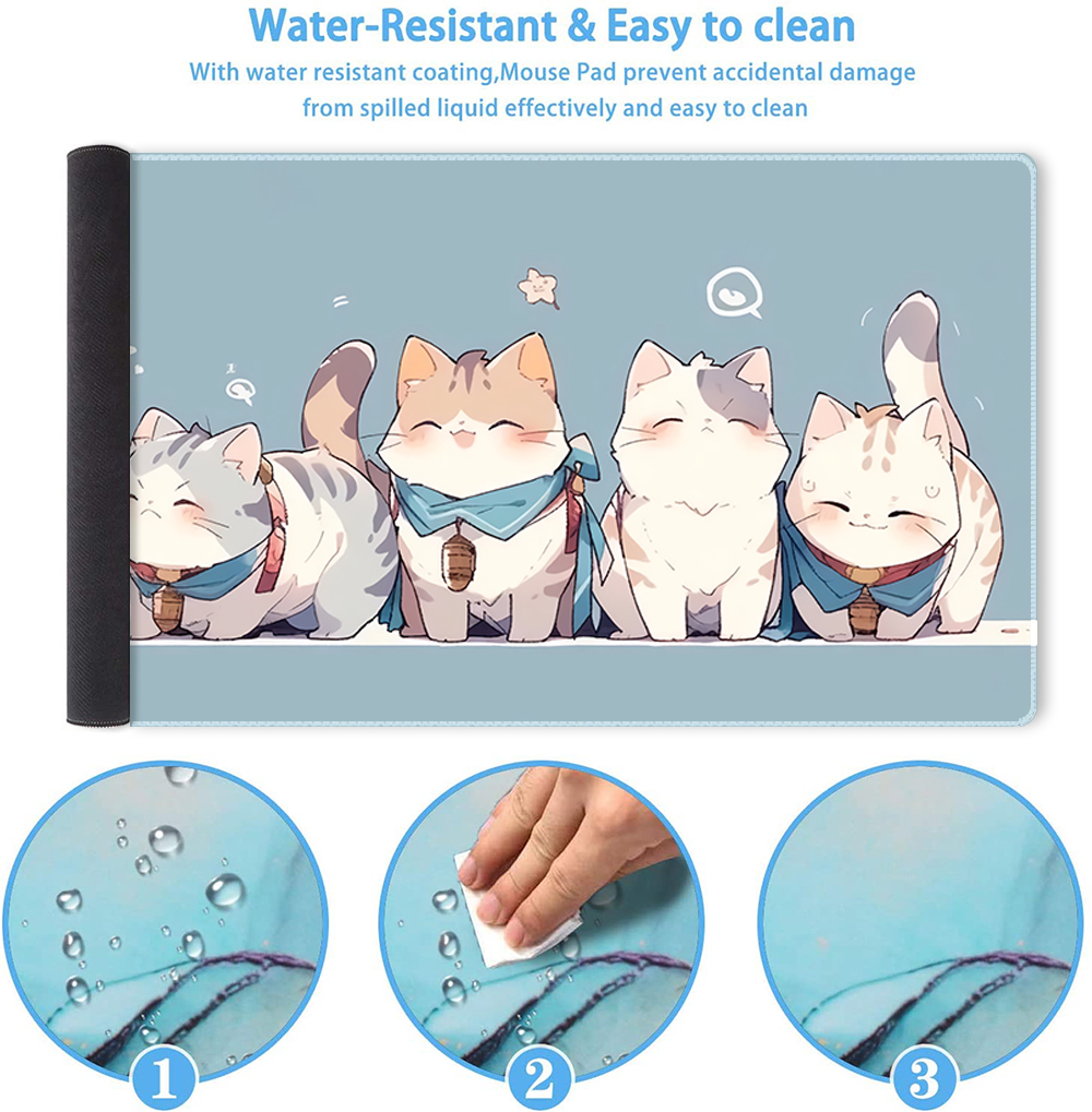 Cute Cat Mousepad Extended Mousepad Large Gaming Mousepad Stitched Edge ...