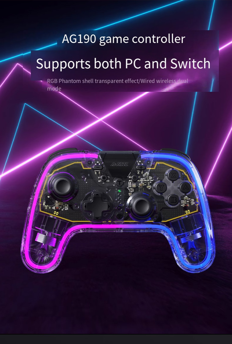 AJAZZ AG190 Bluetooth dual-mode wired RGB transparent game controller ...