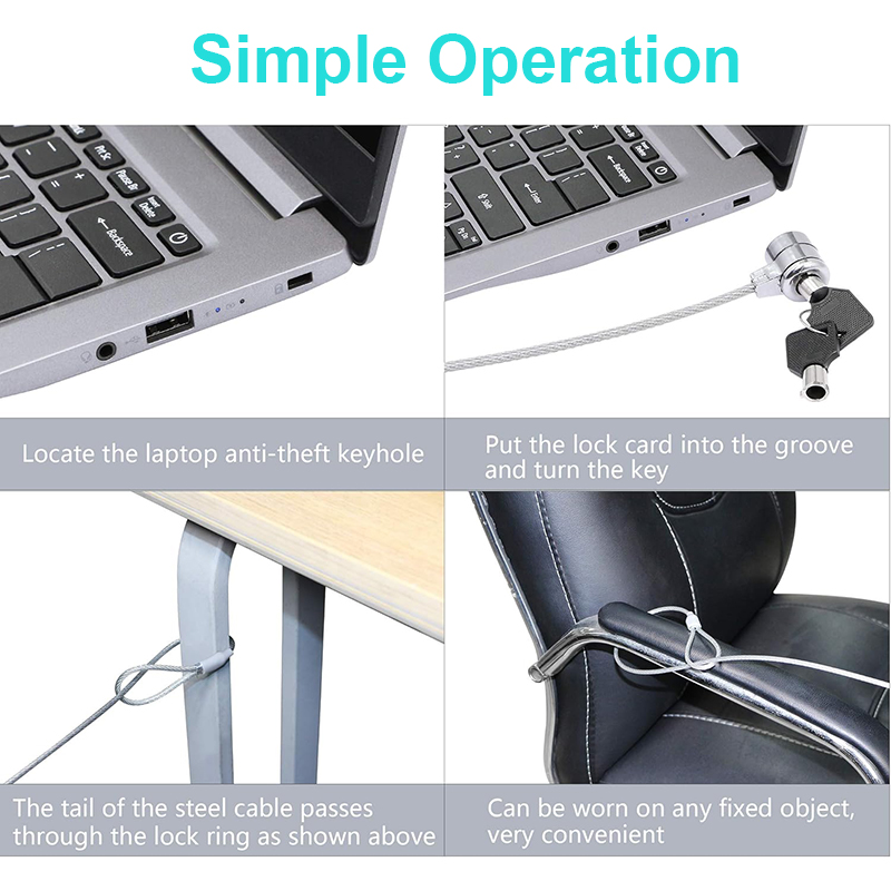 KIPRUN Zinc Alloy Security Lock, Cable Lock, Zinc Alloy Security Lock ...