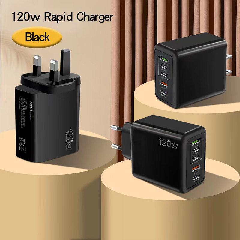 120W 2USB+3PD Multi Port Fast Charger 5V 3A Flash Charger USB Type C ...