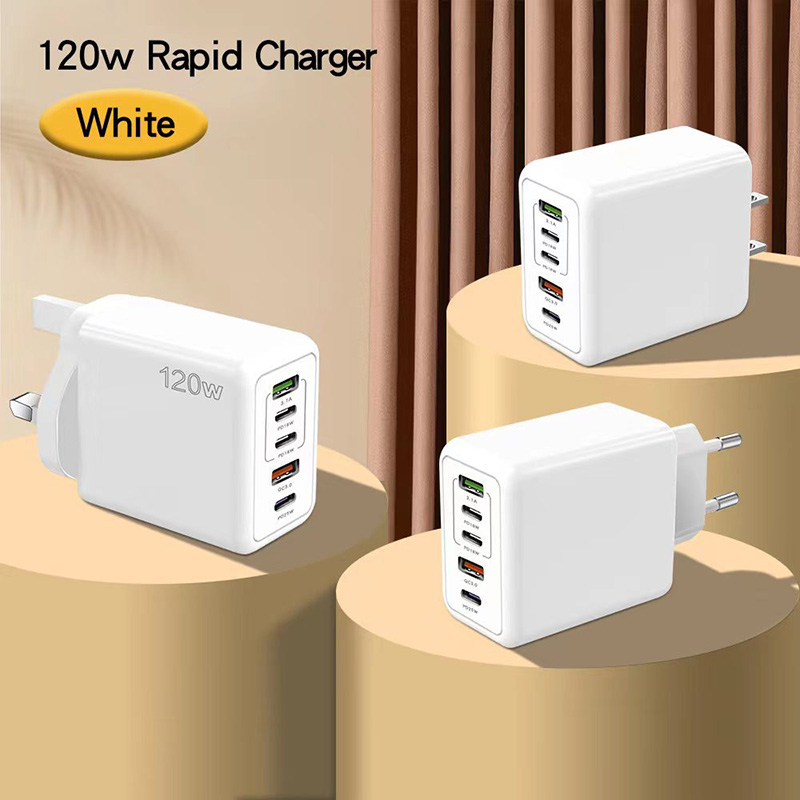 120W 2USB+3PD Multi Port Fast Charger 5V 3A Flash Charger USB Type C ...
