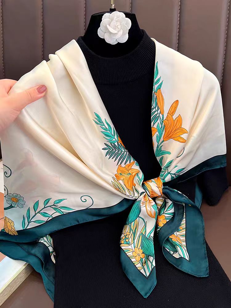 LISA Fashion Scarf 110 × 110cm square scarf women's shawl printed scarf ...