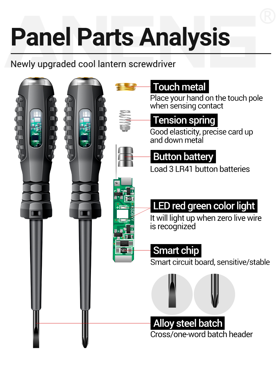 ANENG B05 Word/cross Screwdrivers Neon Bulb Indicator Meter Electric ...