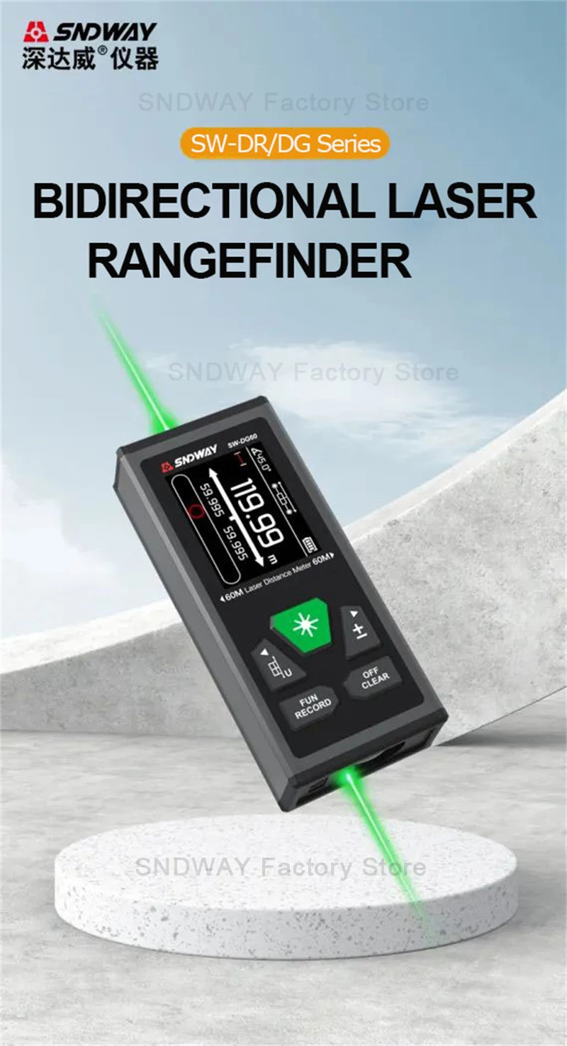 【One Year Warranty】SNDWAY Dual Laser Distance Meter Rechargeable ...